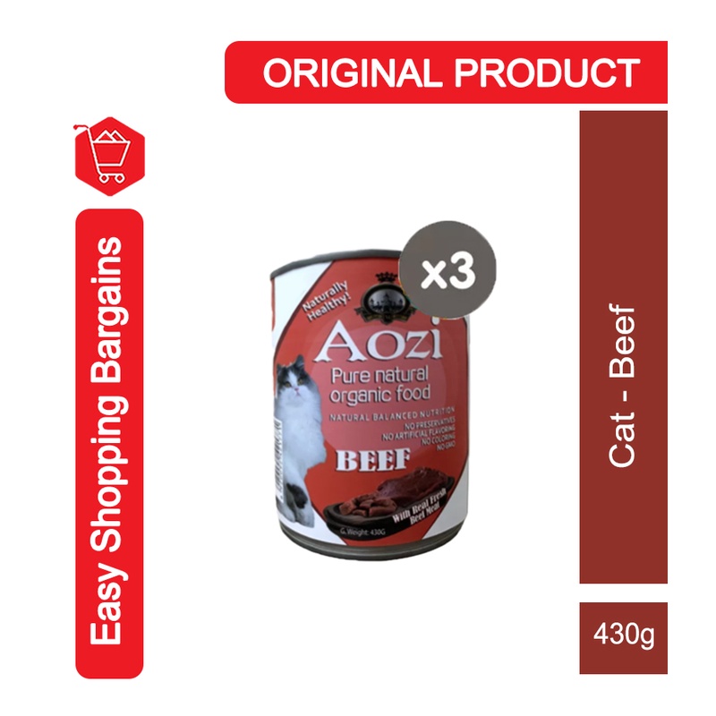 Aozi Wet Cat Food Beef in Can 430g (3 Cans) | Shopee Philippines