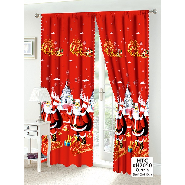 COD Christmas Decor Curtain Sale Kurtina Red Green Blue Curtains Window ...
