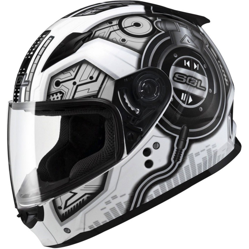 SOL FullFace SF-2 DJ Motorcycle Helmet (White/Silver) | Shopee Philippines