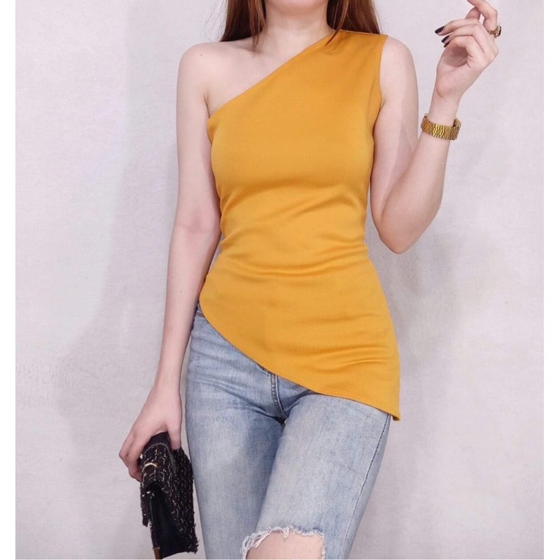 ONE SIDED SLEEVELESS BLOUSE | Shopee Philippines