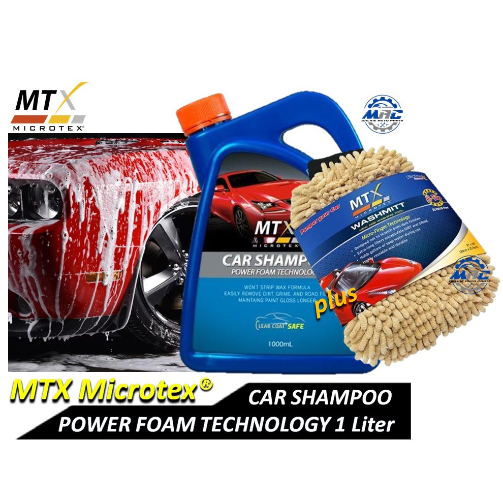 Microtex Car Shampoo Power Foam Technology 1 Liter plus Wash mitt ...