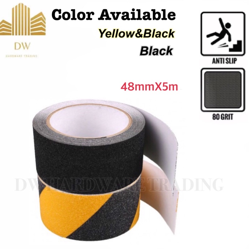 ANTI Slip Floor Tape/Floor Safety Non Skid Tape (Yellow & Black / Black) (48mmX50m) | Shopee ...