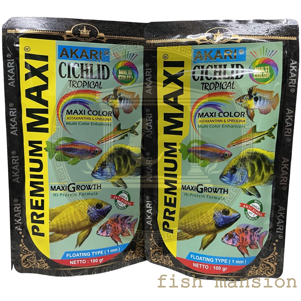 Akari 100gr cichlid premium maxi chiclid ornamental fish food pellet ...