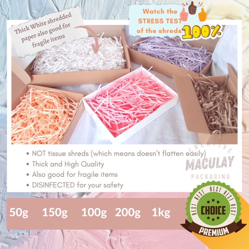 1KILO 1000g Shredded paper filler colored shredded paper white shredded ...