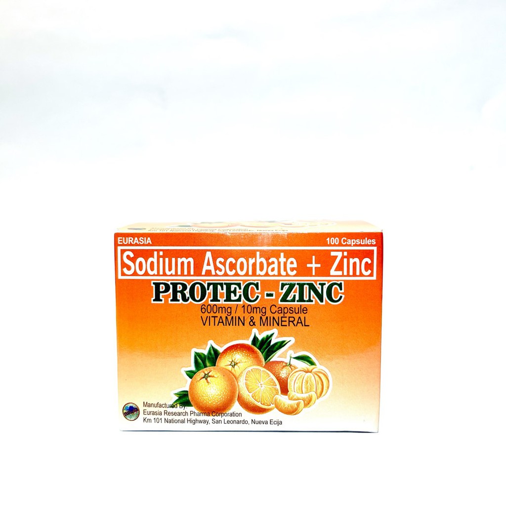 Sodium Ascorbate + Zinc Capsule 600mg/ 10mg PROTEC-ZINC 100'S | Shopee ...
