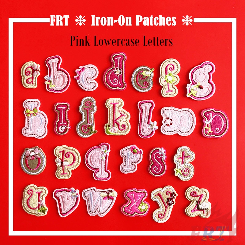 ☸ Pink Lowercase Letters Iron-on Patch ☸ 1Pc Diy Sew on Iron on Badges ...