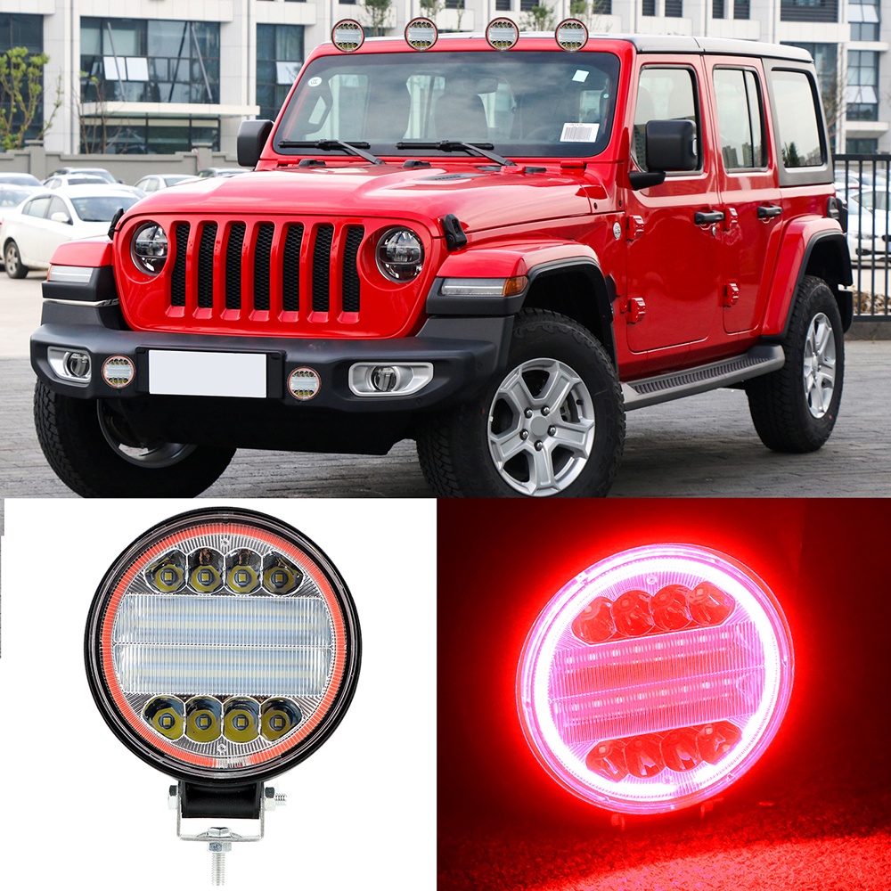 Super Bright Work Light Bar Angel Eyes Lamp Car Light Assembly Round ...