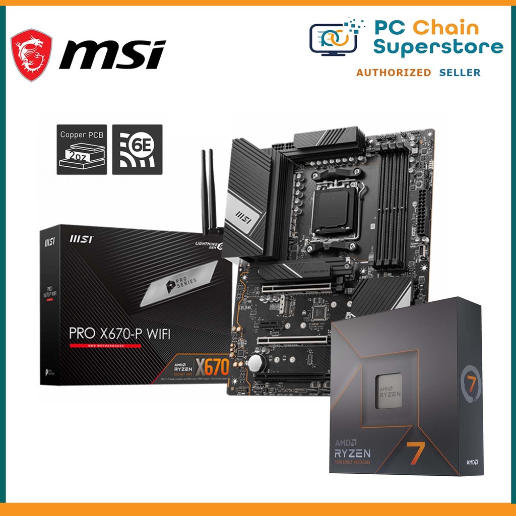 (Bundle) AMD Ryzen 7 7700X AM5 Processor + MSI PRO X670-P WIFI DDR5 ATX ...
