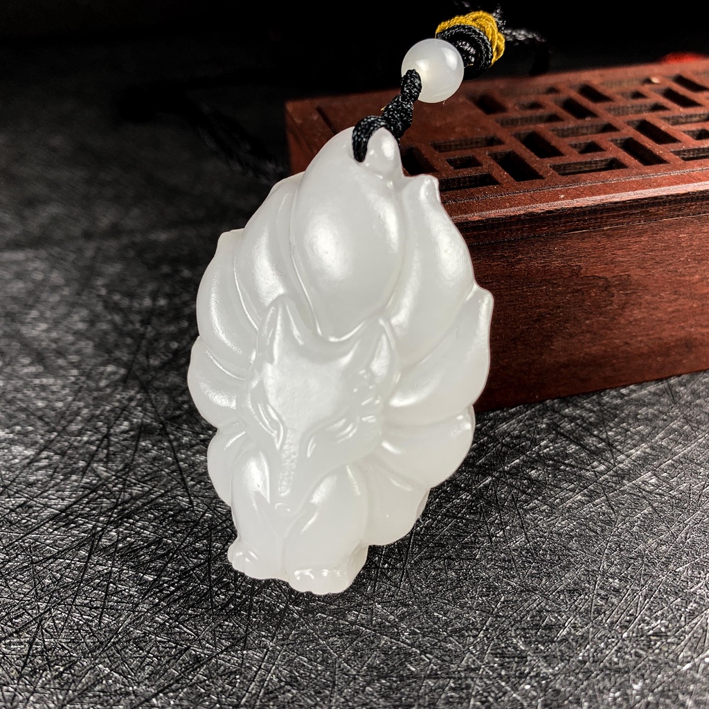 Natural Afghan Jade Nine-Tailed Fox White Pendant | Shopee Philippines