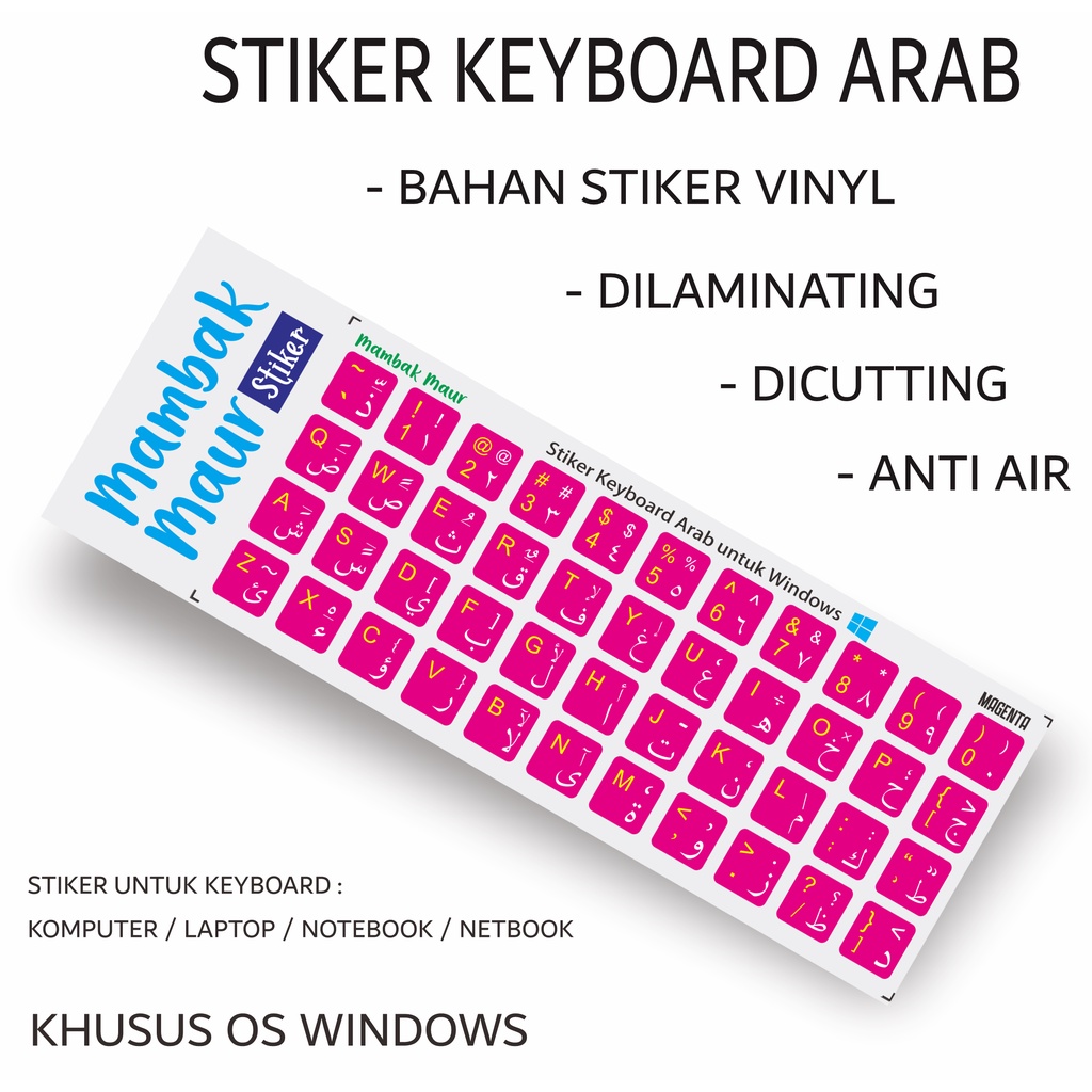 Arabic KEYBOARD STICKER COLOR VINYL MATERIAL HAS BEEN CUT AND ...
