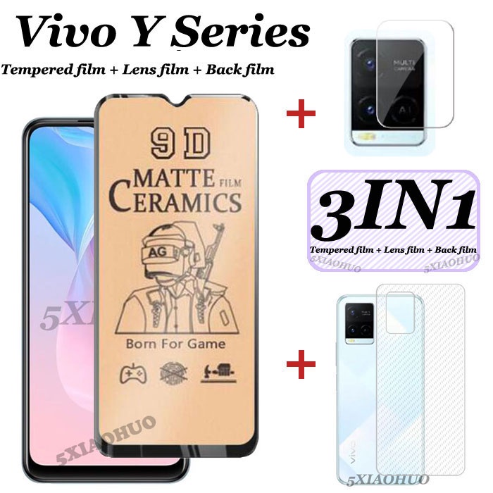 (3 in 1) Vivo Y21T Y21 Y33S Y35 Y16 Y22S Ceramic Tempered Glass Screen ...