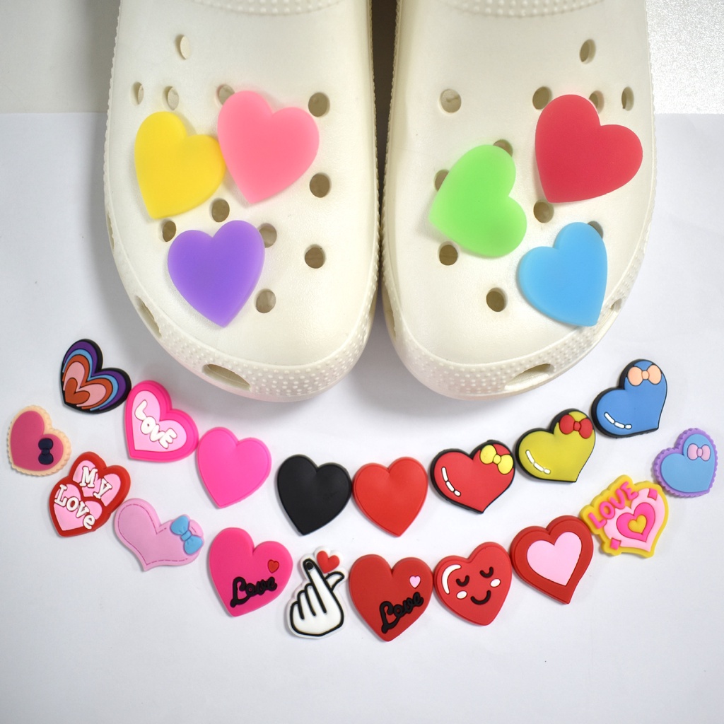 Cartoon Love Heart Jibbitz Crocs Pins for shoes bags High quality #cod ...
