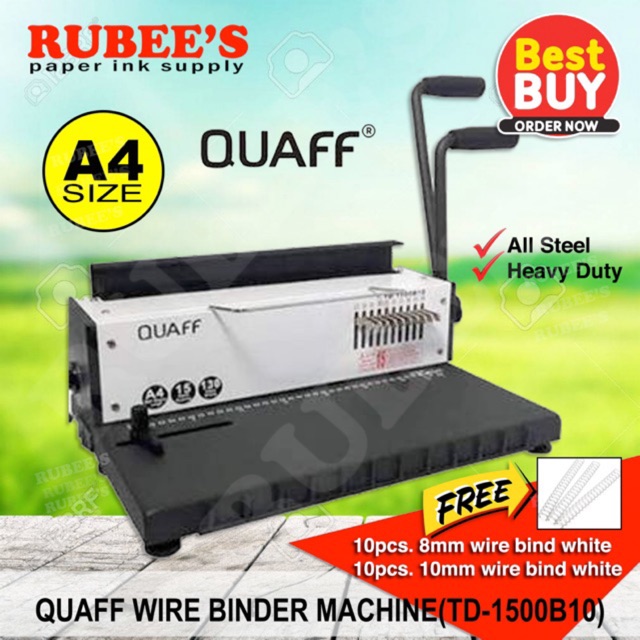 QUAFF WIRE BINDING MACHINE A4 SIZE WITH FREE 10PCS 8MM AND 10PCS 10MM ...