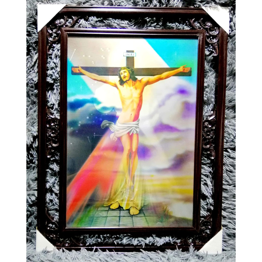 3D Jesus Christ INRI Wall Decor with Wood Frame 53cm x 73cm | Shopee ...