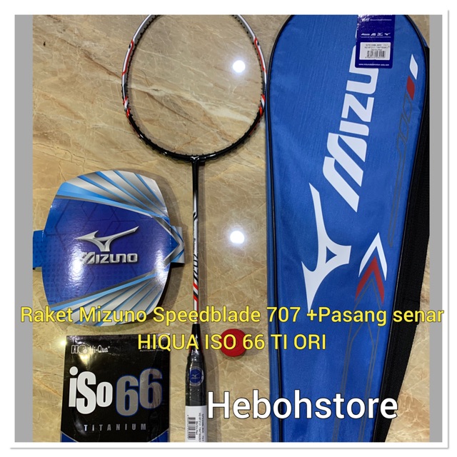 MIZUNO SPEED BLADE 707 Badminton Racket + Free HIQUA ISO 66 TI strings ...