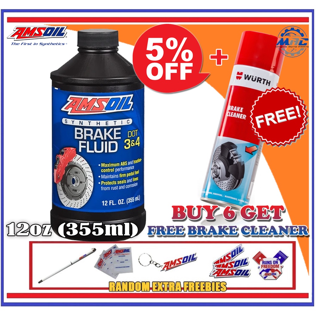Amsoil Synthetic Brake Fluid DOT 3 and DOT 4 12oz 355ml | Shopee ...