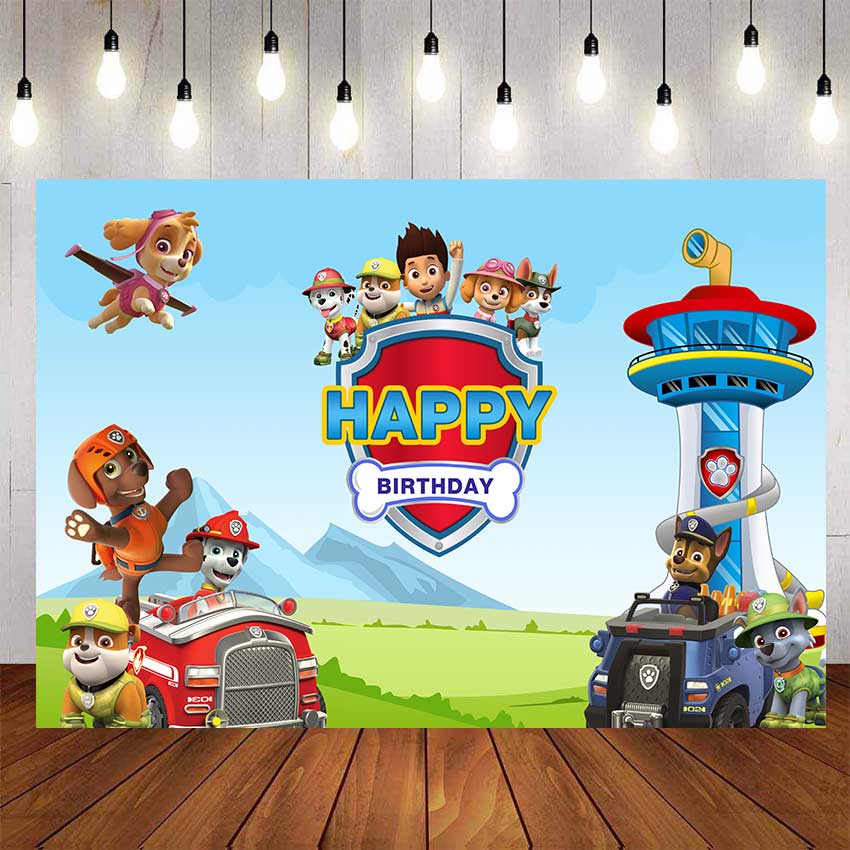 Paw Patrol Backdrop For Photography Baby Shower Kids Cool Boy Light ...
