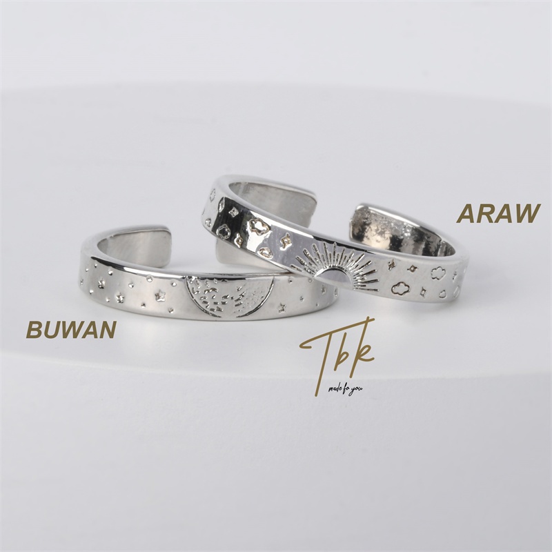 TBK Araw At Buwan Rings 18K Gold Sun and Moon Lover Wedding Couple Ring ...