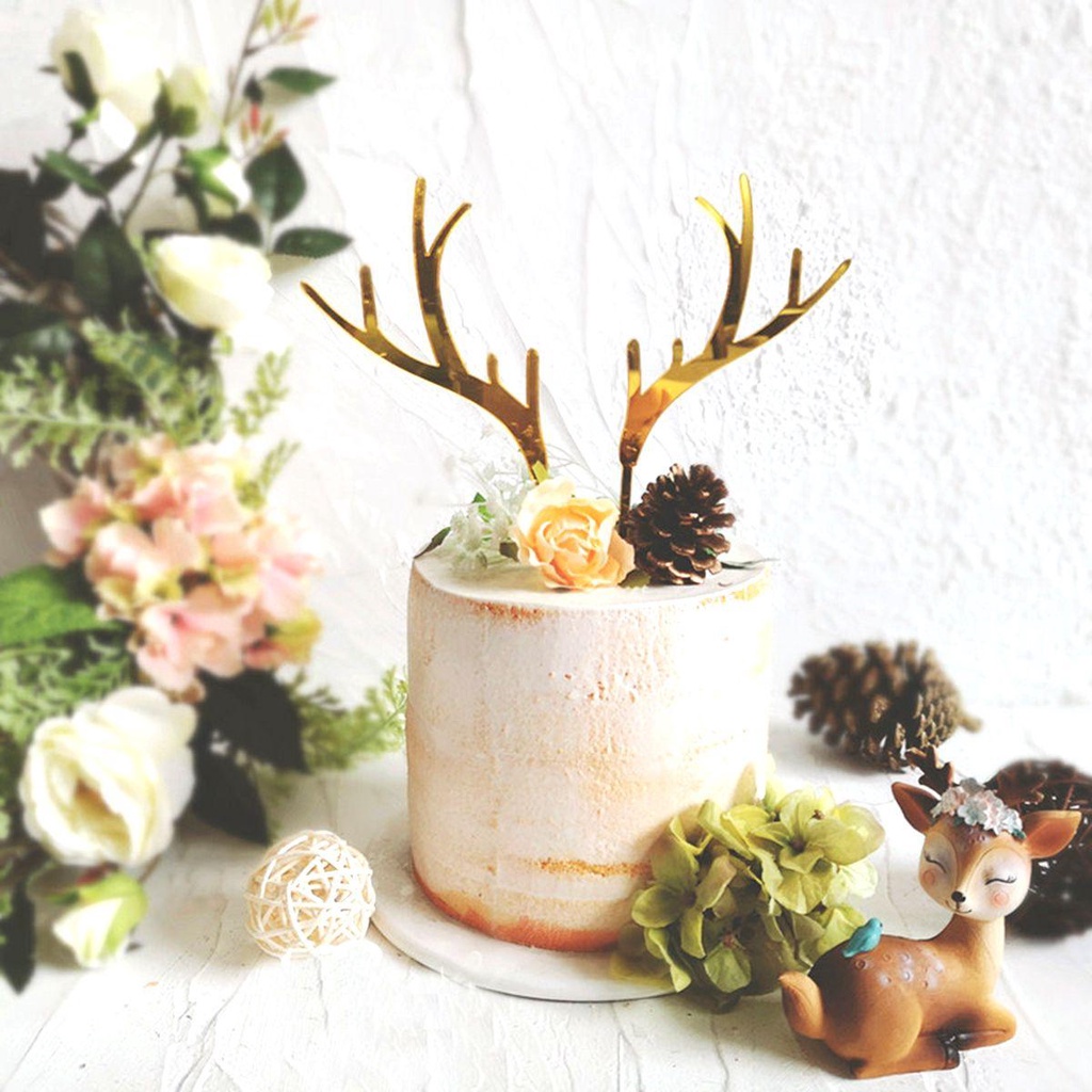 BLUEVELVET Birthday Cake Topper New Year Deer Antler Party Supplies ...