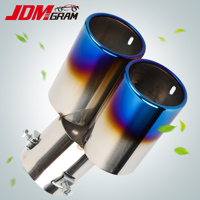 JDMGRAM Dual Outlet Car Exhaust Tip 63mm Universal Stainless Steel ...