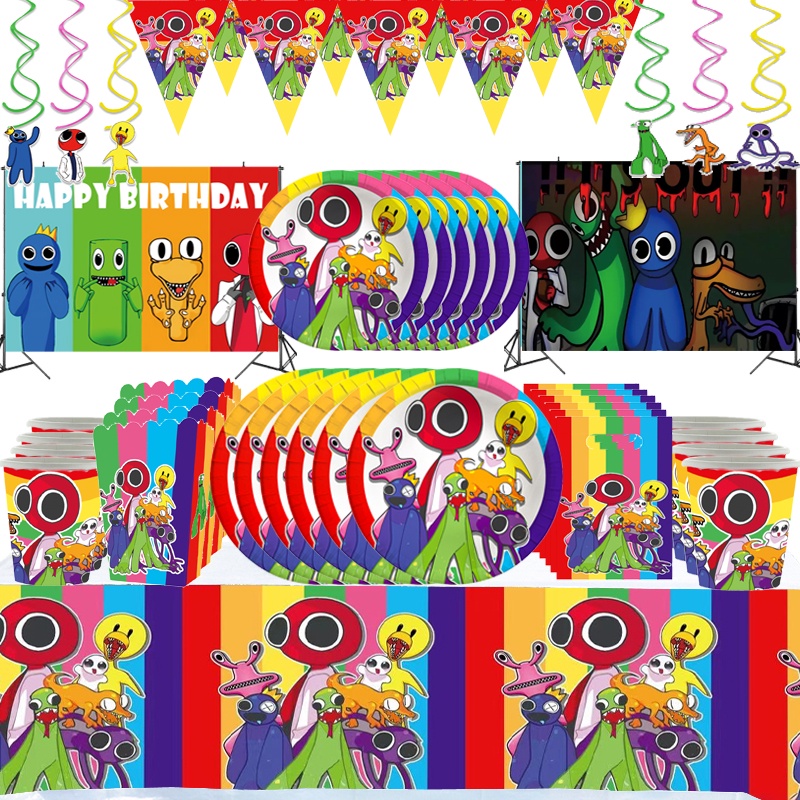 Rainbow Friends Birthday Theme Party Supplies Paper Plate Tablecloth ...