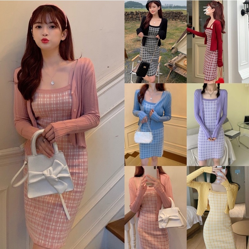 Korean fashion knitted dress&jacket set/hight qulity dress /fashion ...