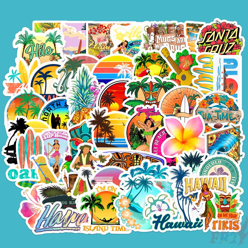 Hawaiian Beach Travel Series 04 Passion Surfing Stickers 50Pcs/Set DIY ...