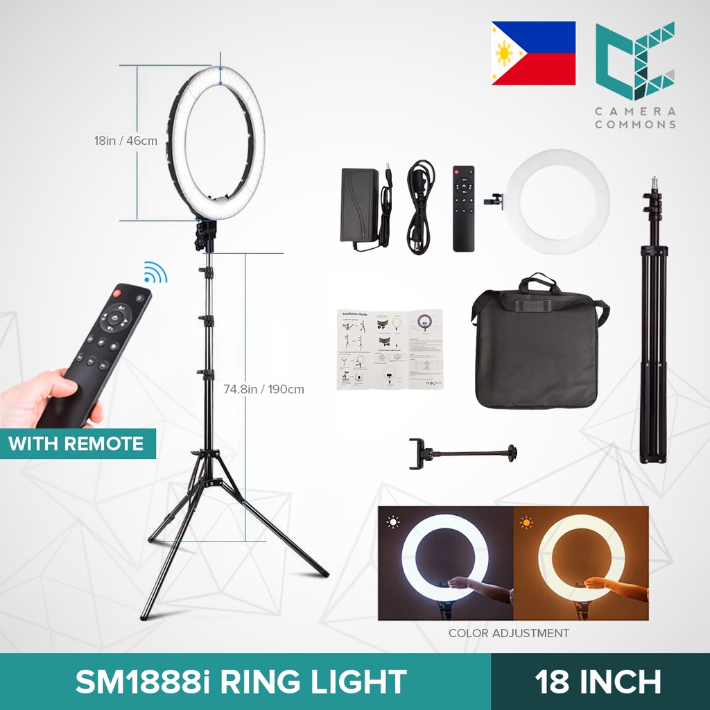 SM1888i 18 inches LED Ring Light Photographic Lighting for Photo Video ...