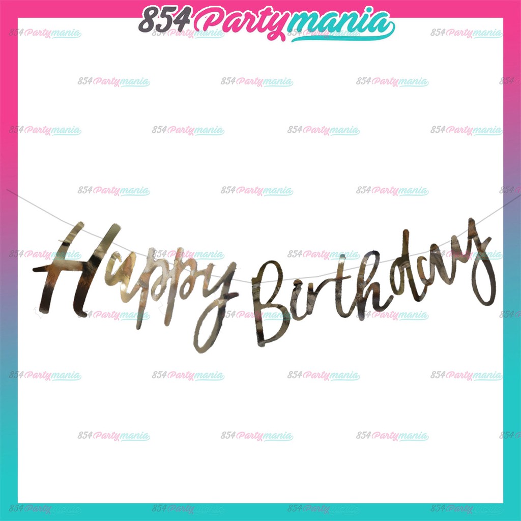 Happy Birthday Bunting Script Cursive Banner birthday banner script ...