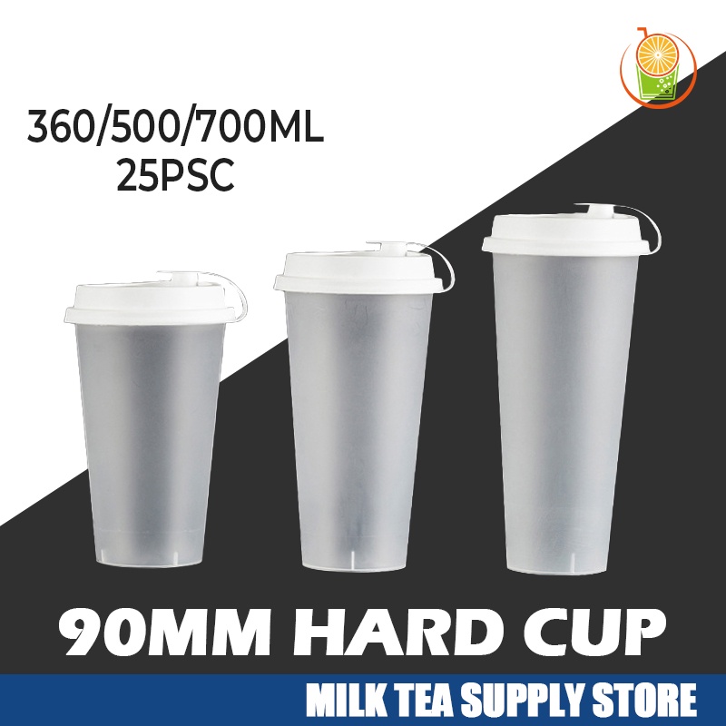 50PCS 90mm Milk Tea Cup Frosted Hard Cup Plastic Cup Slim Cups Coffee ...