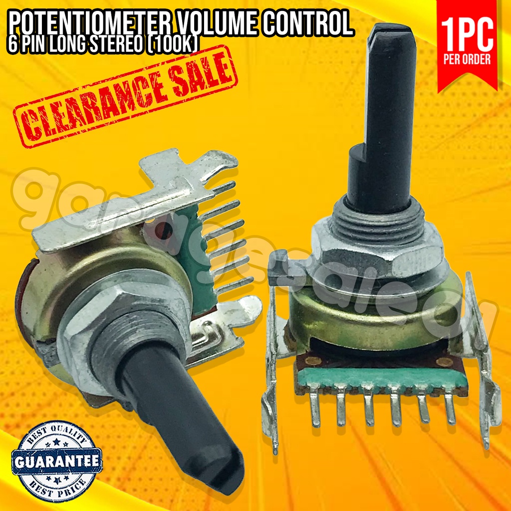 100K Volume Control 6 Pin long Stereo Potentiometer Universal Volume ...