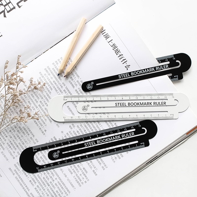 15cm White Black Color Steel Bookmark Ruler, Pocket Sized Protractor ...