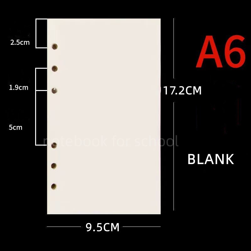A5/A6/B5 Loose-leaf inner core 6 hole replacement 100 sheets refill ...