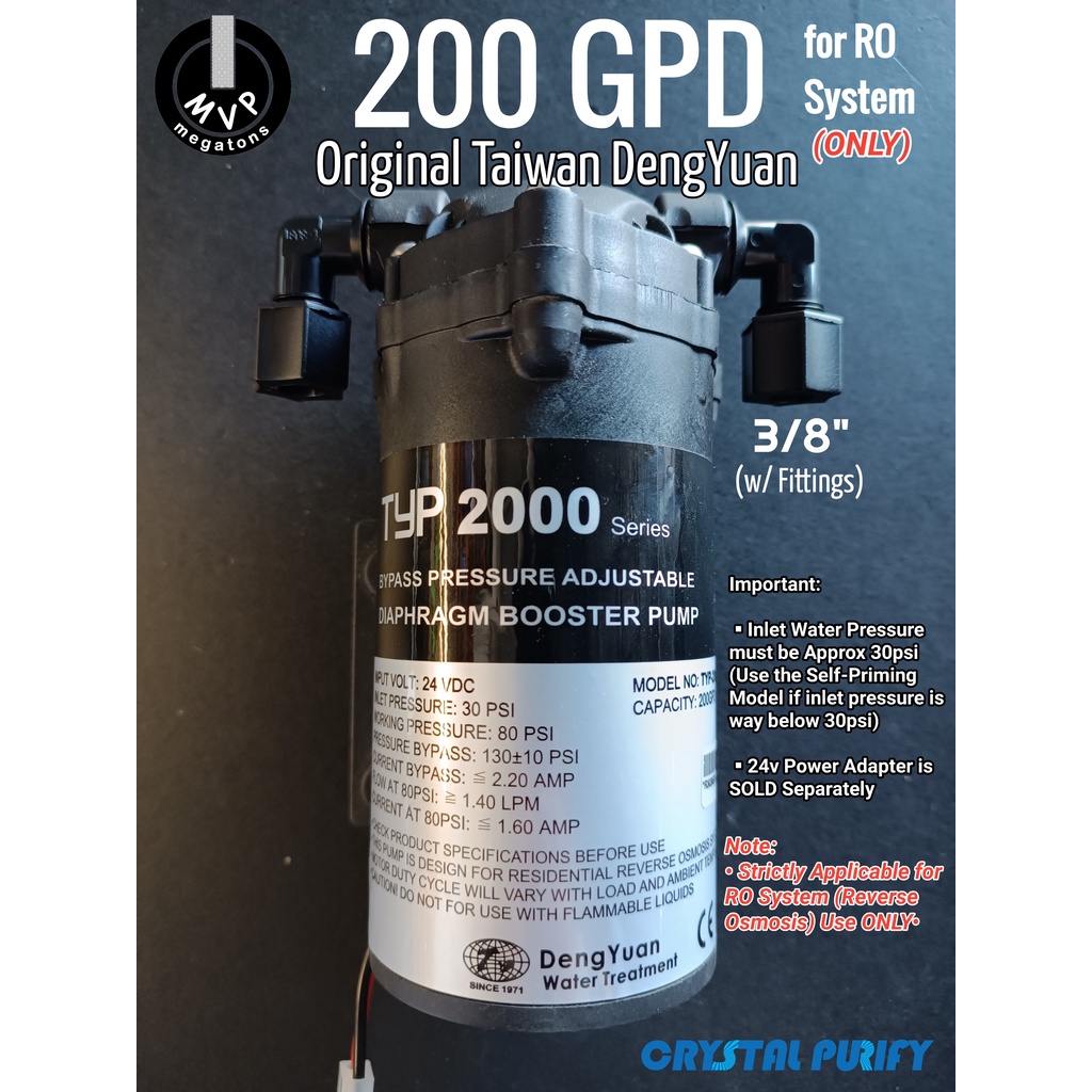 200gpd RO Diaphragm Booster Pump TYP 2000 Increase Reverse Osmosis ...