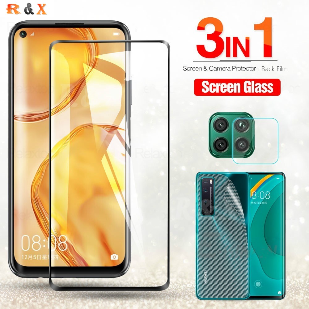 3-in-1 Tempered Glass Screen Protector For Huawei Y7A Y6P Nova 7i 7SE ...