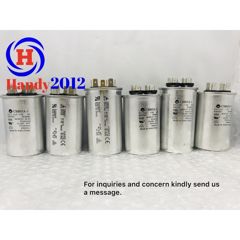 Aircon Dual Capacitors for window type (25+1.5uf, 25+2uf, 25+2.5uf, 25+3uf, 25+4uf, 25+5uf ...
