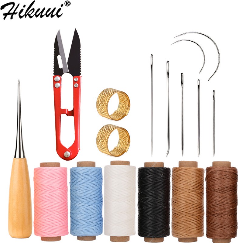 Leather Sewing Set With Waxed Thread Large-Eye Stitching Needles Yarn ...