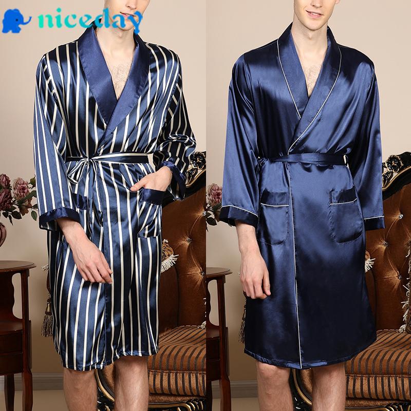 Men Sleepwear Wrap Nightwear Men Casual Home Robe Plus size Bathrobe ...