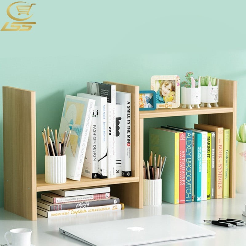Small Desk Bookshelf Bookcase Office Storage Rack Simple Desktop Shelf ...
