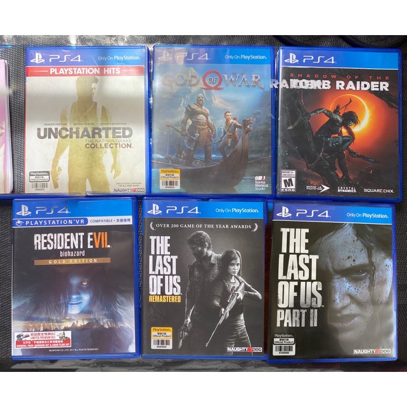 PS4 Games Last of Us Part2 and Part1, Resident Evil, Tomb Raider, God ...