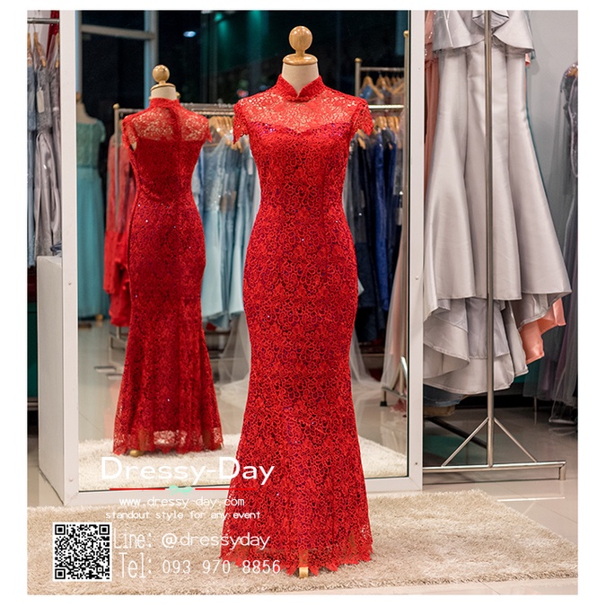 Long cheongsam dress Fat man cheongsam dress Good quality lace fabric ...