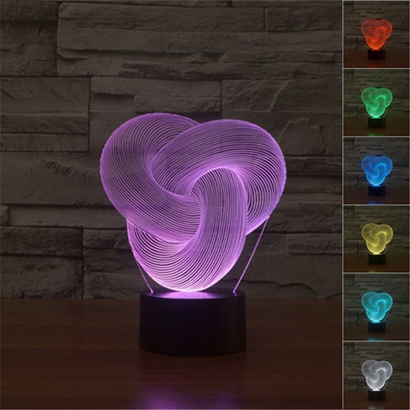 Loop Clew 3D Night Light 7 Colors Gradient Endless Figure USB LED Table ...