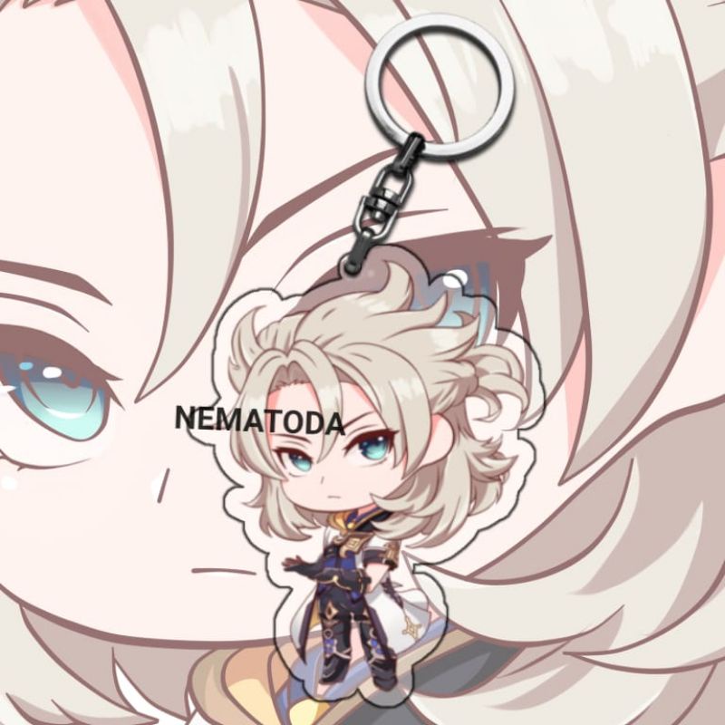 GANTUNGAN Genshin Impact Albedo Game Anime Keychain - Genshin Impact ...