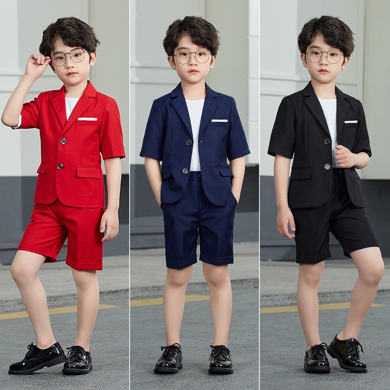Kids Boys Suit 2024 Summer Children Formal Attire Plaid Blazer Pants ...