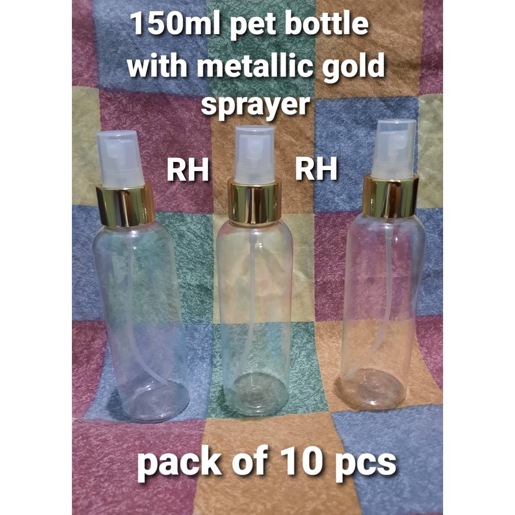 pack of 10pcs 150ml plastic bottle with metallic shiny gold sprayer ...
