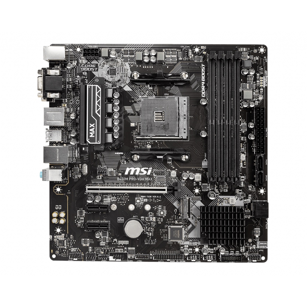 MSI B450M PRO-VDH MAX AMD AM4 mATX Motherboard - 4 DIMM Slots | M.2 ...