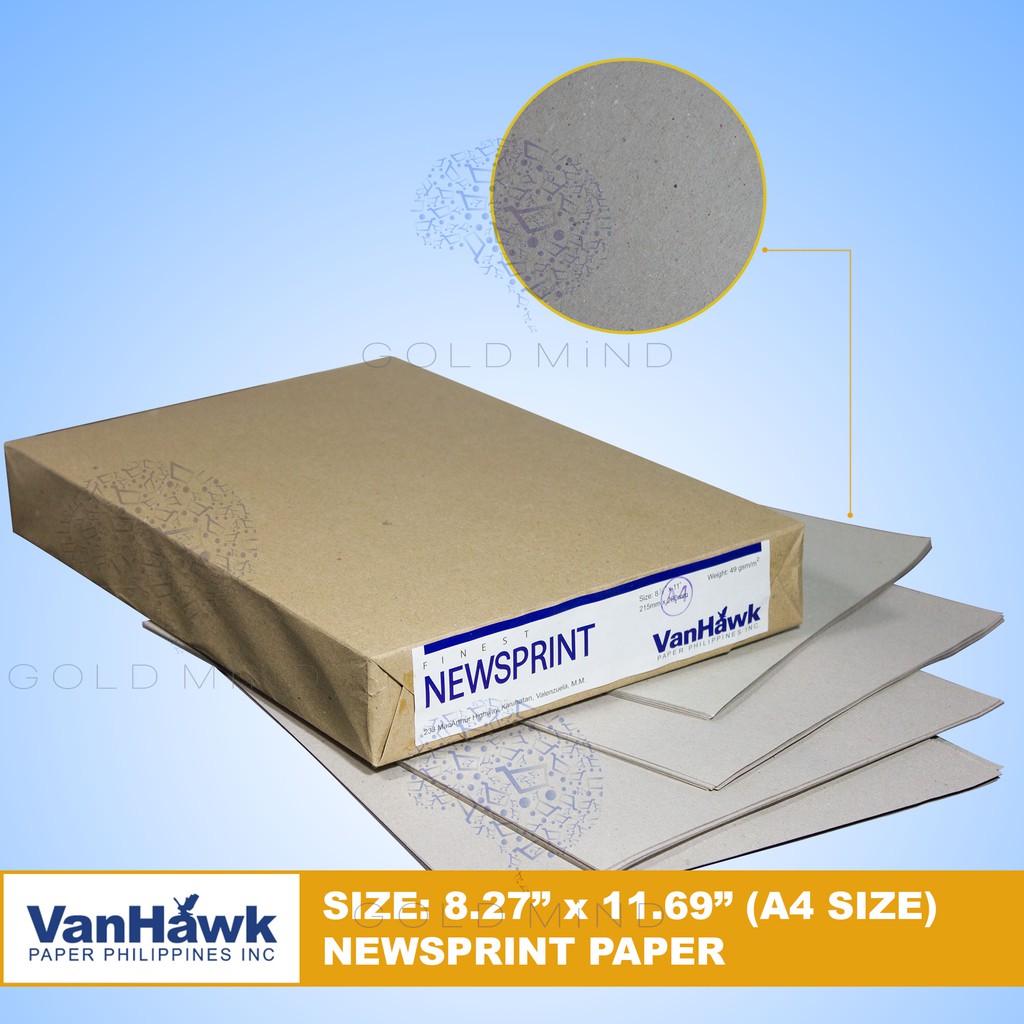 Van Hawk Newsprint Paper A4 8.27" x 11.69" (1 Ream 500pcs) Yellow ...