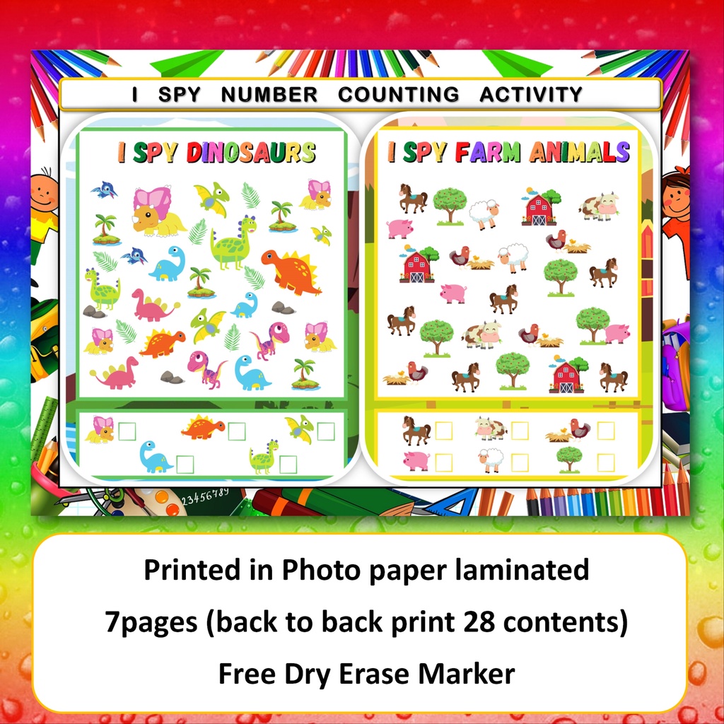 Educational chart activity I Spy Number Counting laminated 7pages ...