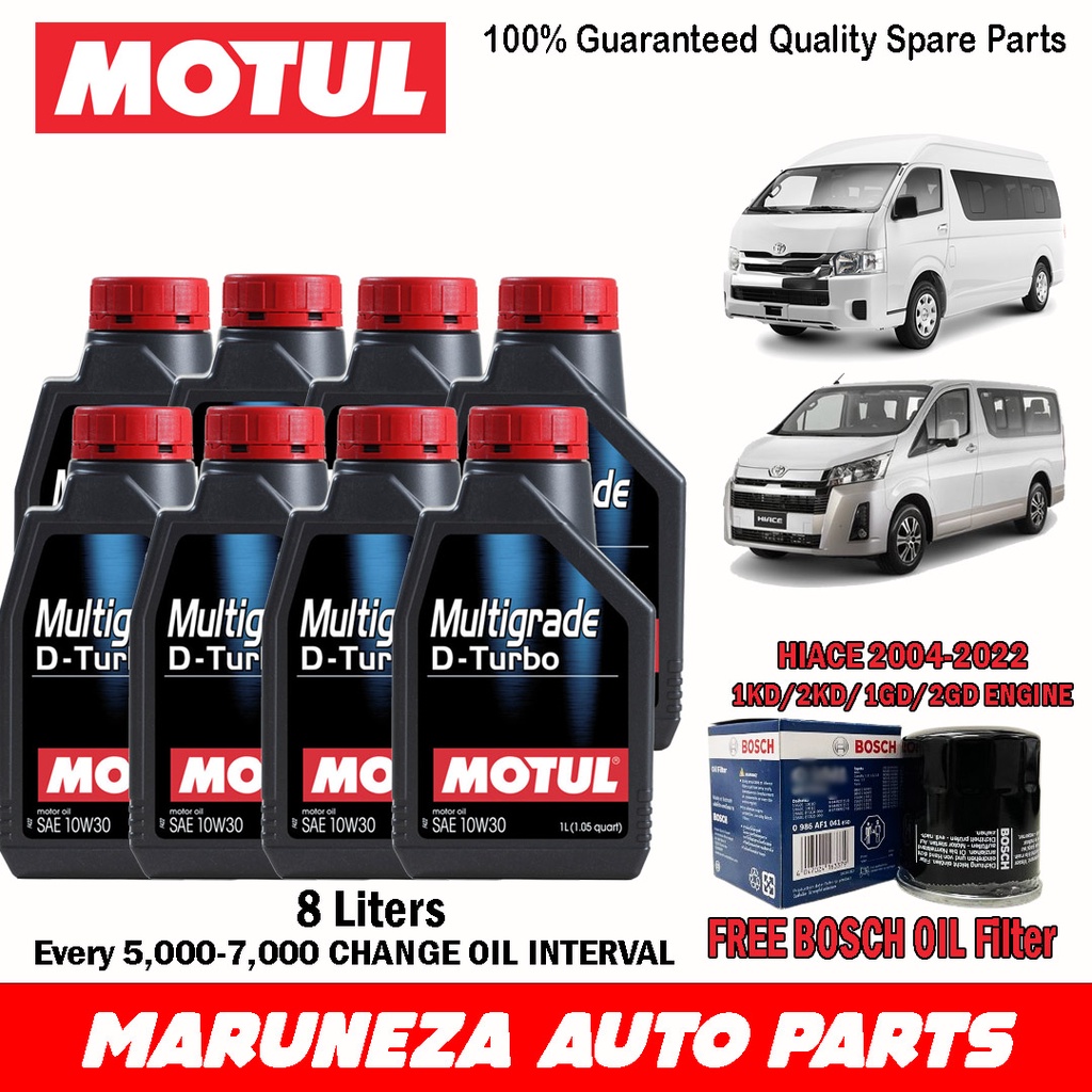 MOTUL D-TURBO TOYA HI-ACE 04 1KD/2KD/1GD/2GD Package FREE Bosch Oil ...
