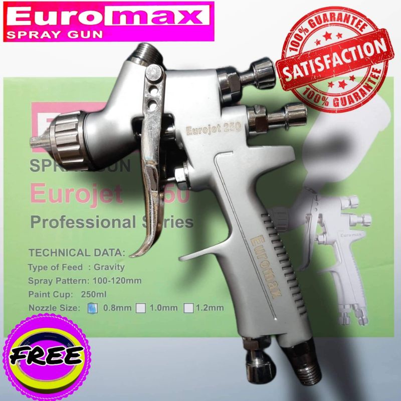EUROMAX EUROJET250 Gravity Type Spraygun 0.8 nozzle | Shopee Philippines